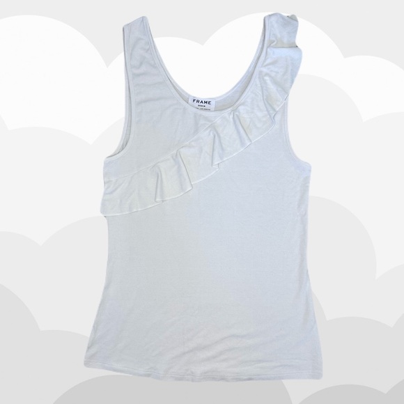 Frame Denim | Tops | Frame Denim Ruffle Front Tank Top In White | Poshmark